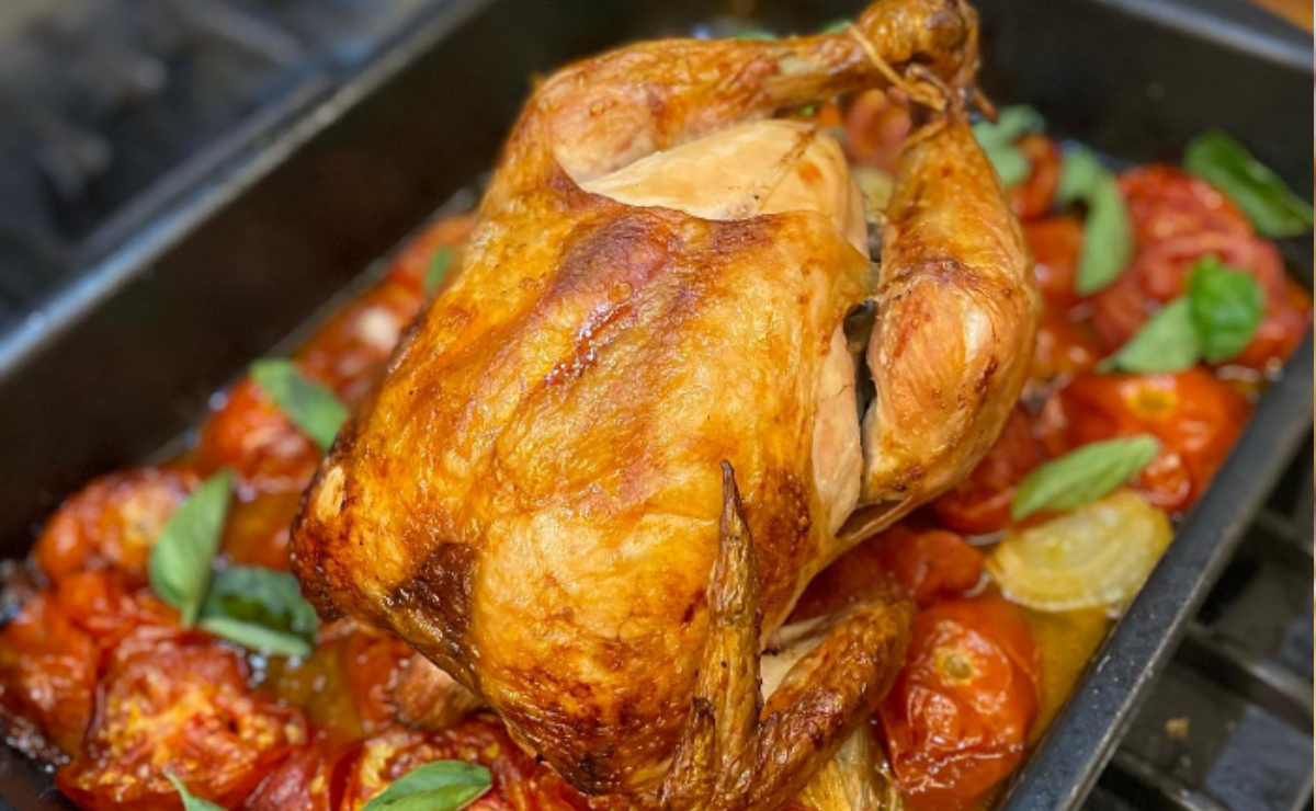 Frango assado com tomates - Receiteria